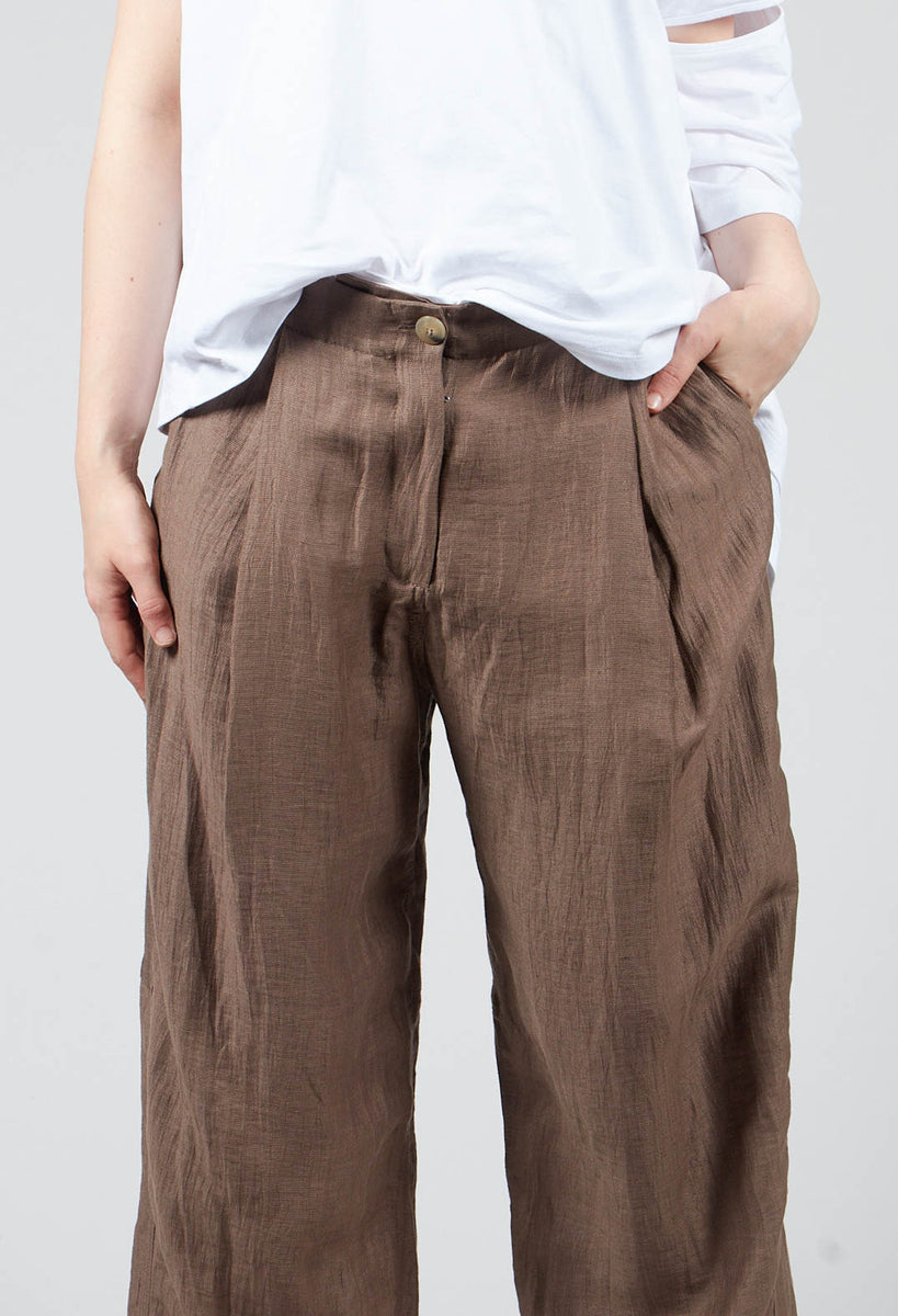 Malloni Cropped Pants Peressuti in Pecan | Olivia May