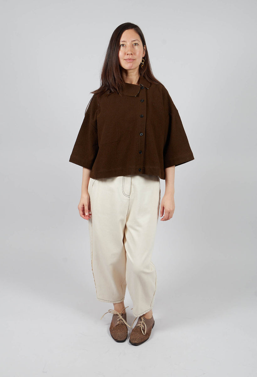 SOH Contrast Stitch Jean Trousers in Off White | Olivia May