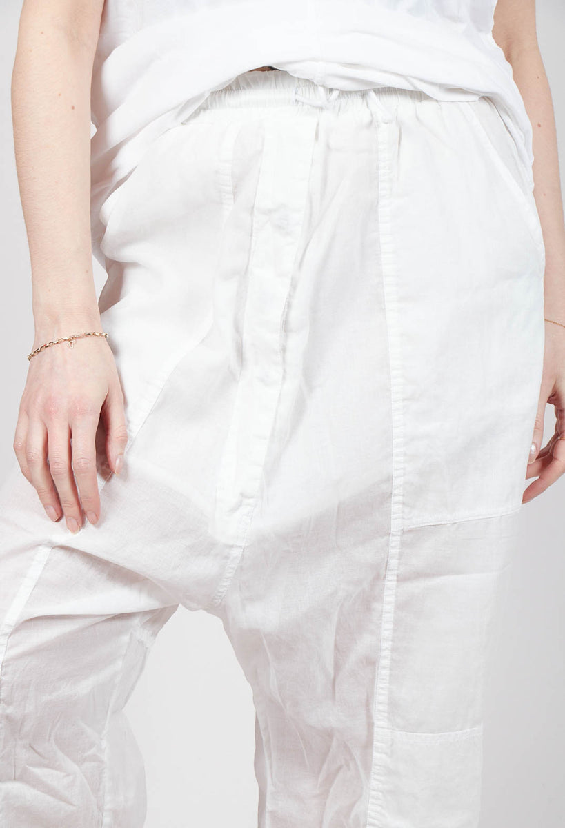 Cropped Sheer Crinkled Trousers in Semi Bleach Paper – Olivia May