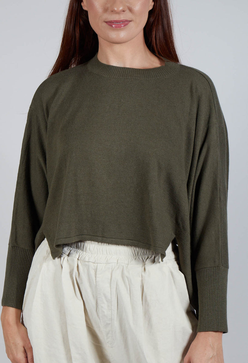 Boxy Fit Knitted Jumper in Khaki – Olivia May