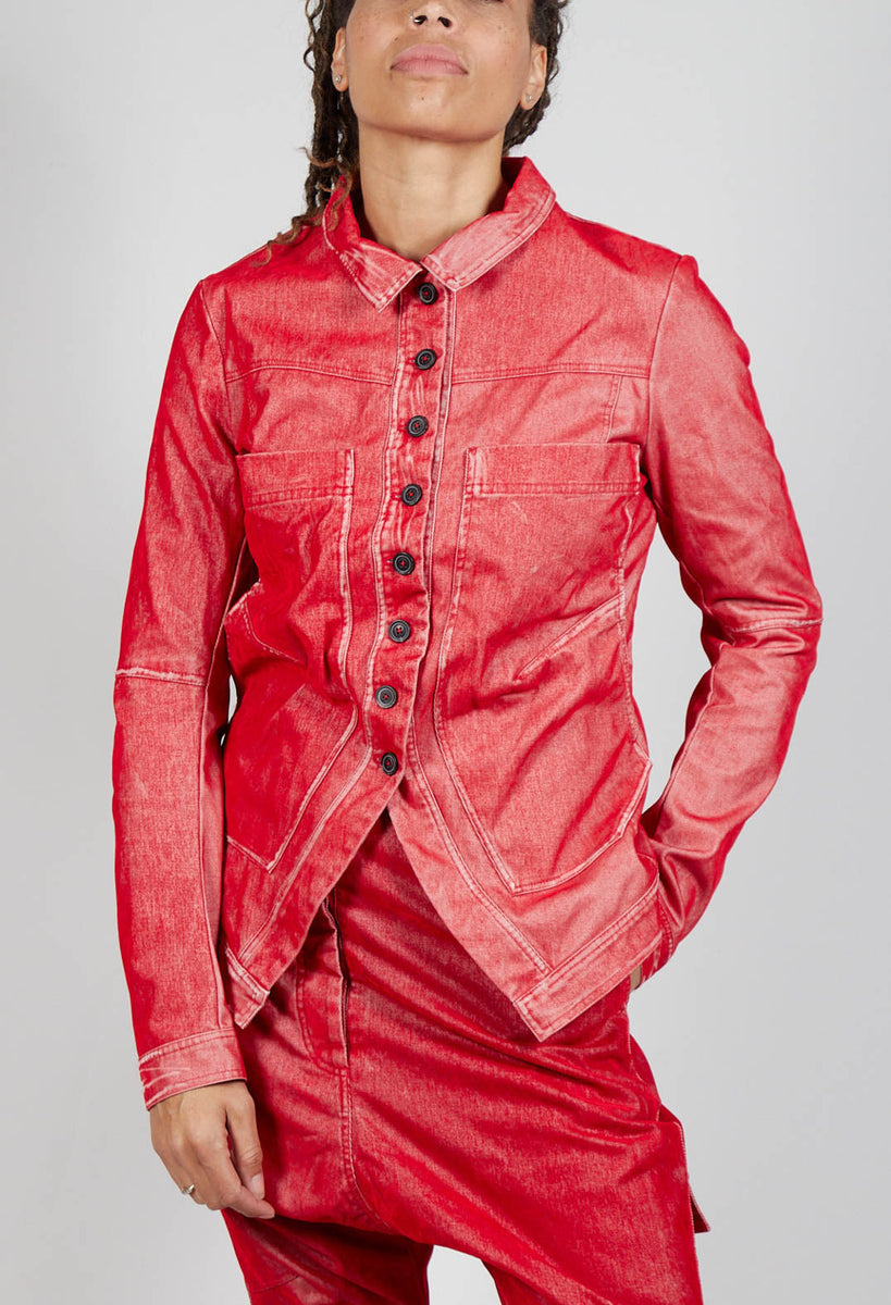 Button Through Jacket in Cardinal Flock – Olivia May