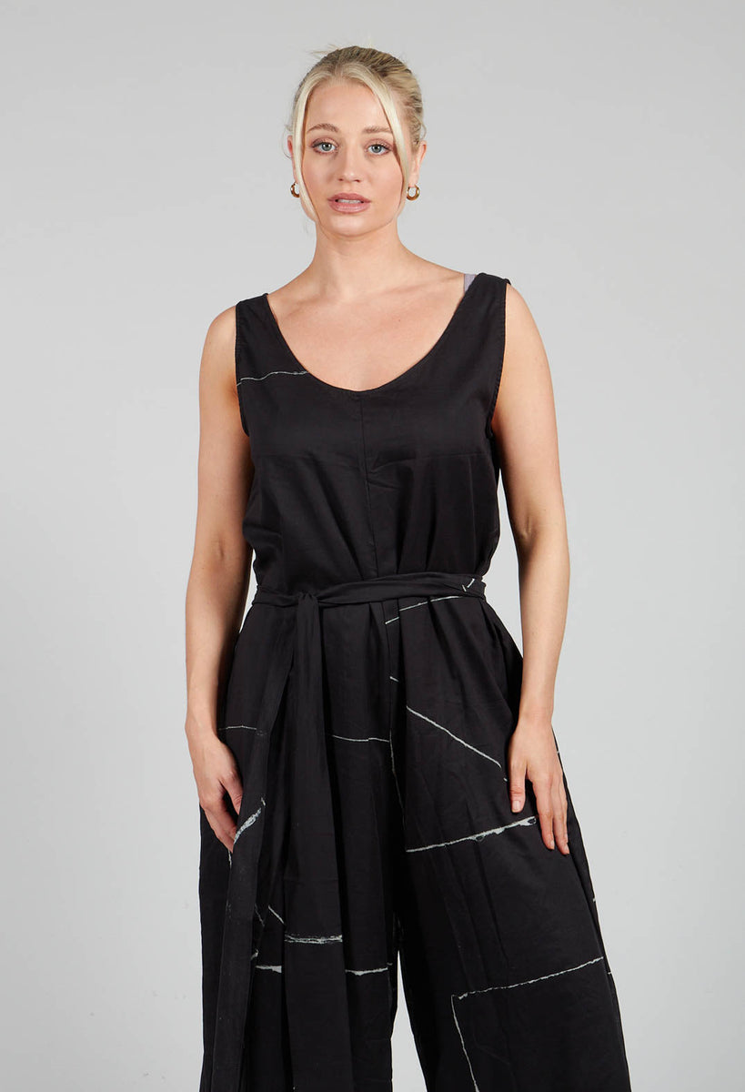 Ceila Printed Jumpsuit in Off Black Banner – Olivia May