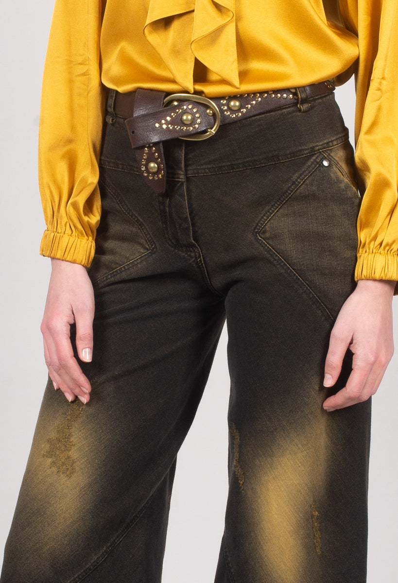 Masnada Wide Leg Jeans in Denim Tumeric | Olivia May