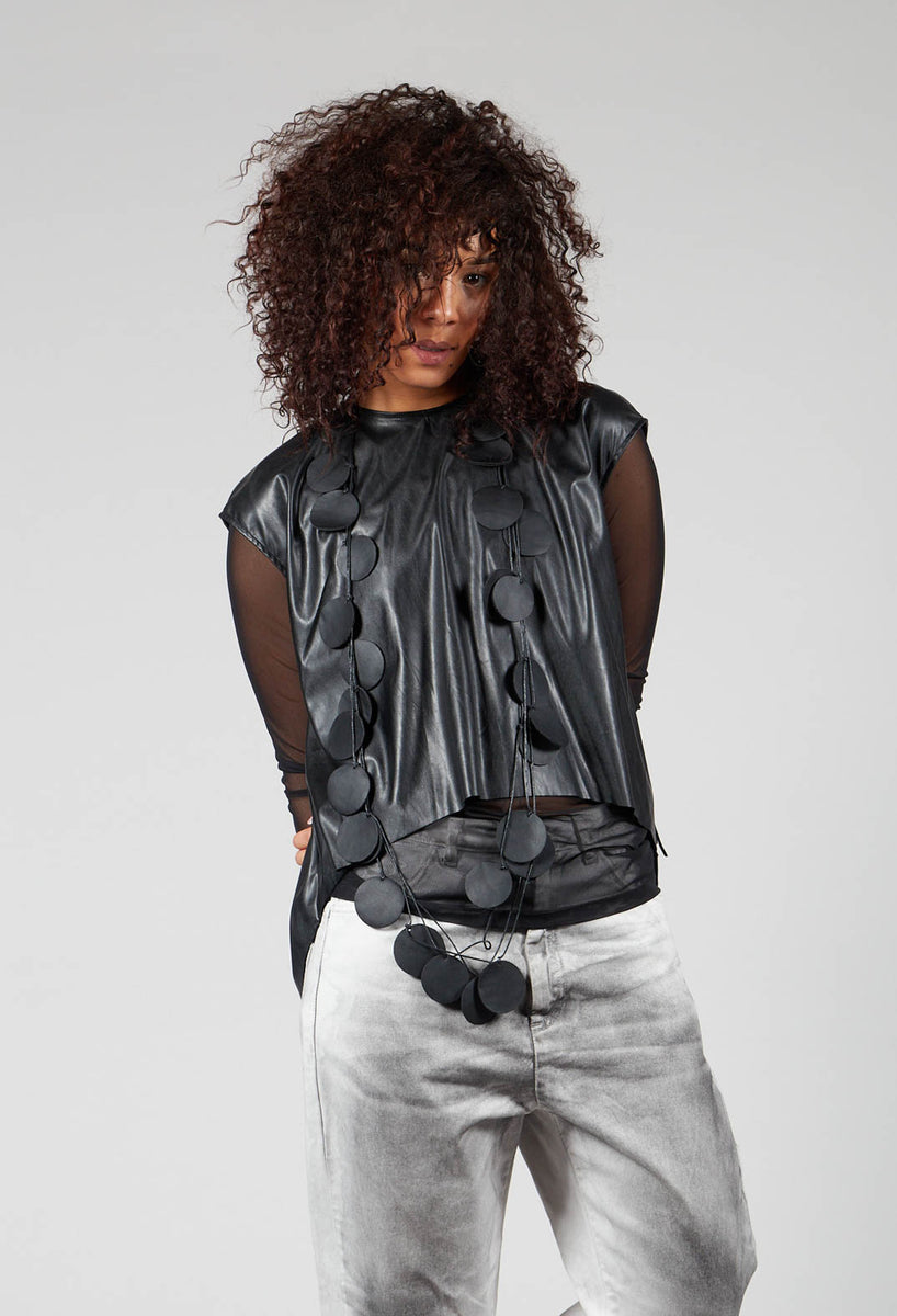 High-Low Leather Look Top – Olivia May