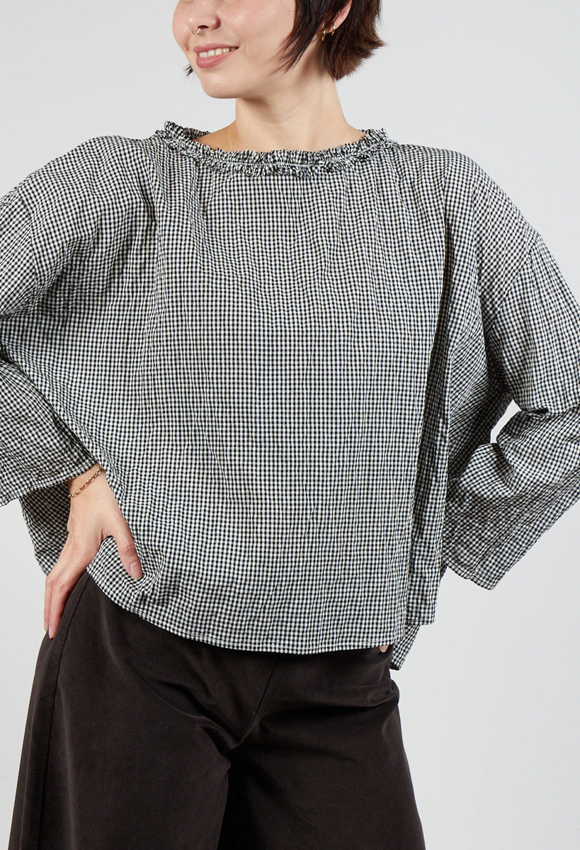 Frill Neckline Blouse in Natural Black – Olivia May