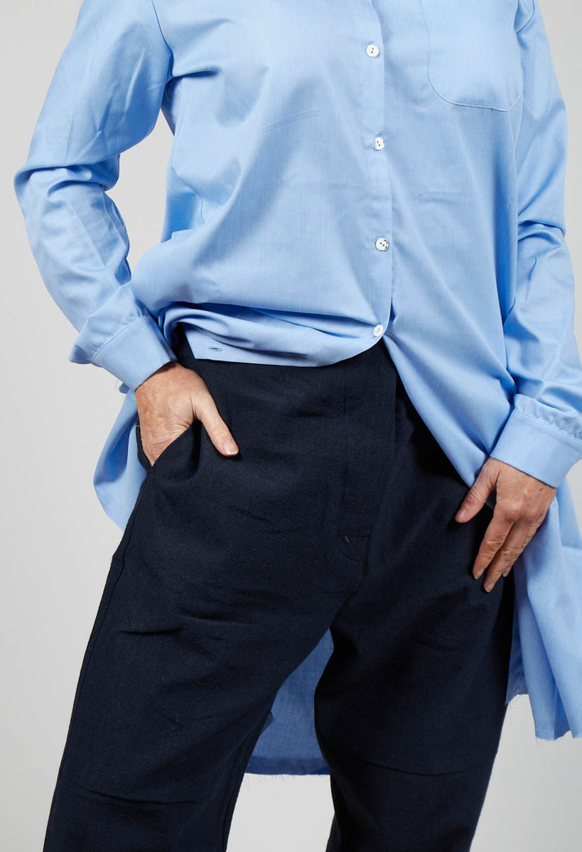 High Waist Trousers in Navy Blue – Olivia May