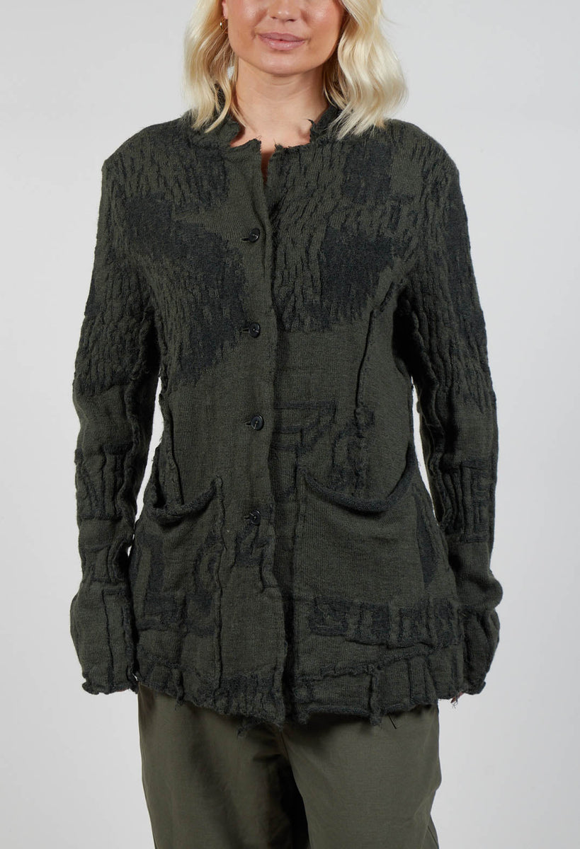 Jacket Style Cardigan in Jungle Jacquard – Olivia May