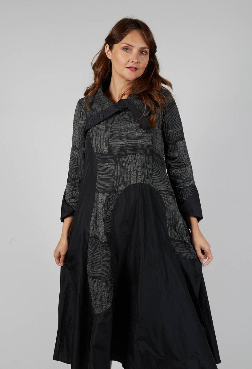 Open Neck Quilted Feature Dress in Black – Olivia May