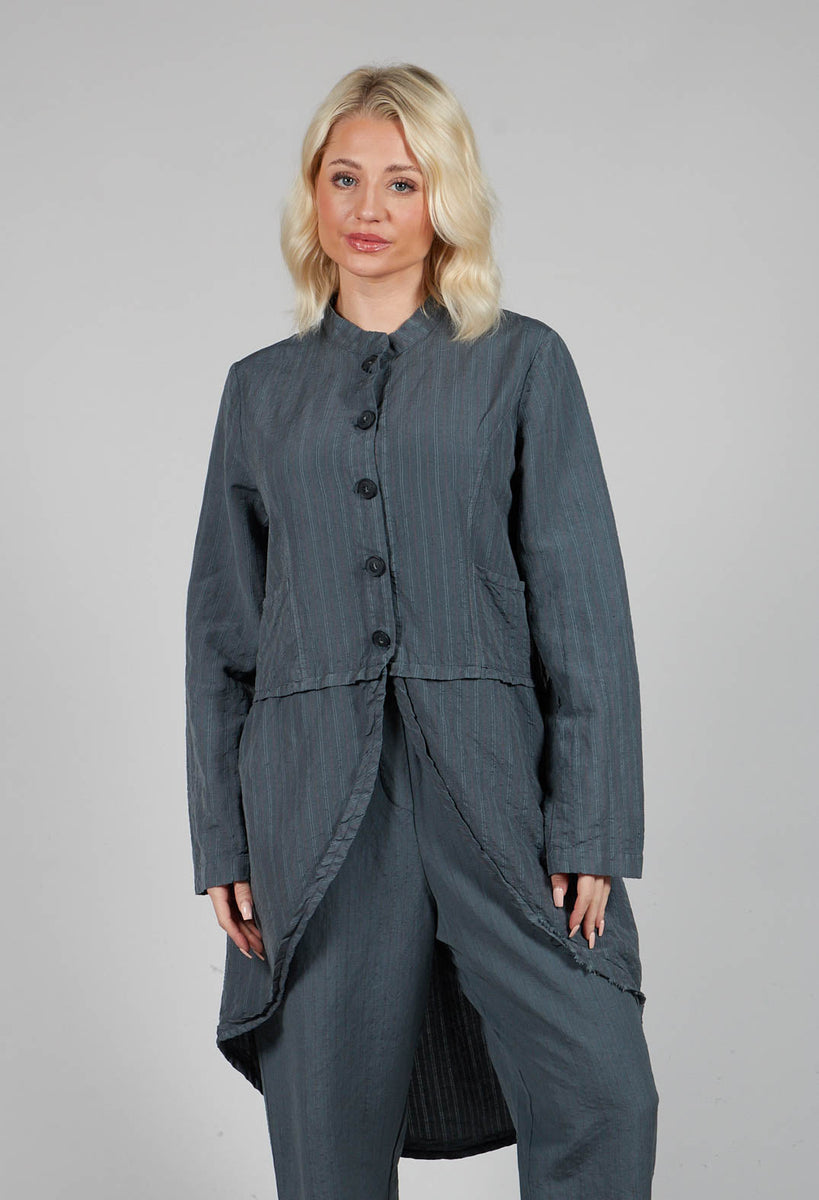 Pinstripe High-Low Jacket in Grey – Olivia May