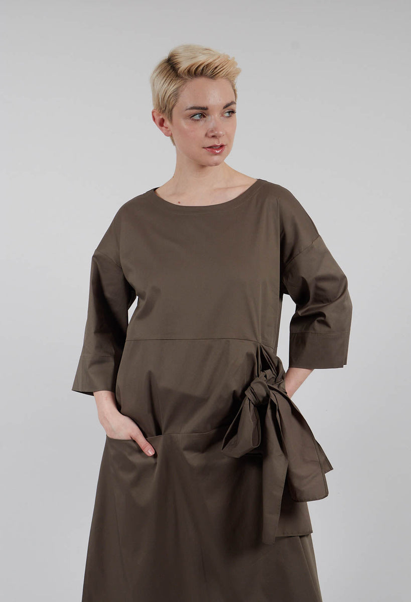 Isik Ozgur Design Round Neck Long Dress in Dark Khaki – Olivia May
