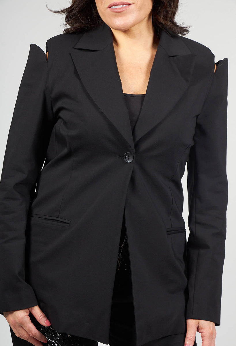 Cut Shoulder Padded Jacket in Black – Olivia May